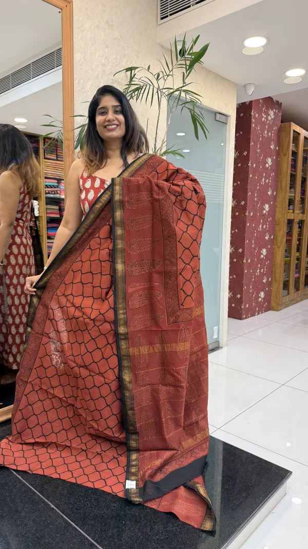 Maheswari Cotton Silk Brick Red : KTB165 – Markanda Weaves
