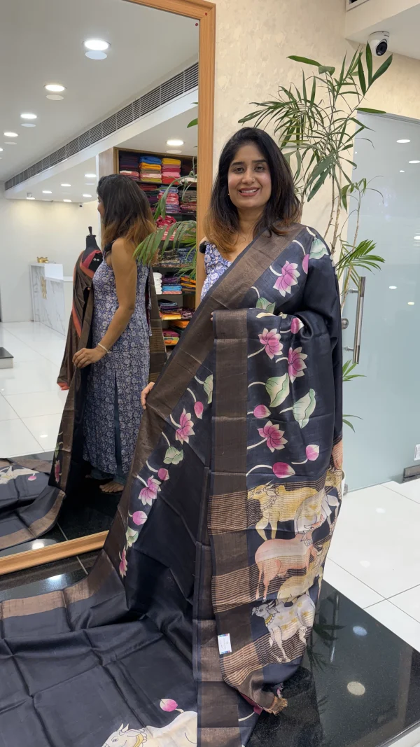 Tussar Silk Black – Markanda Weaves